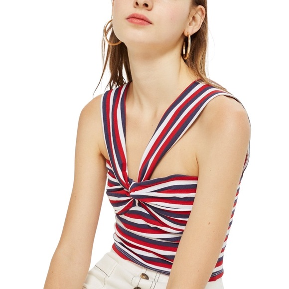 Topshop | Tops | Topshop Striped Crop Top Nautical Knot Red White Blue ...